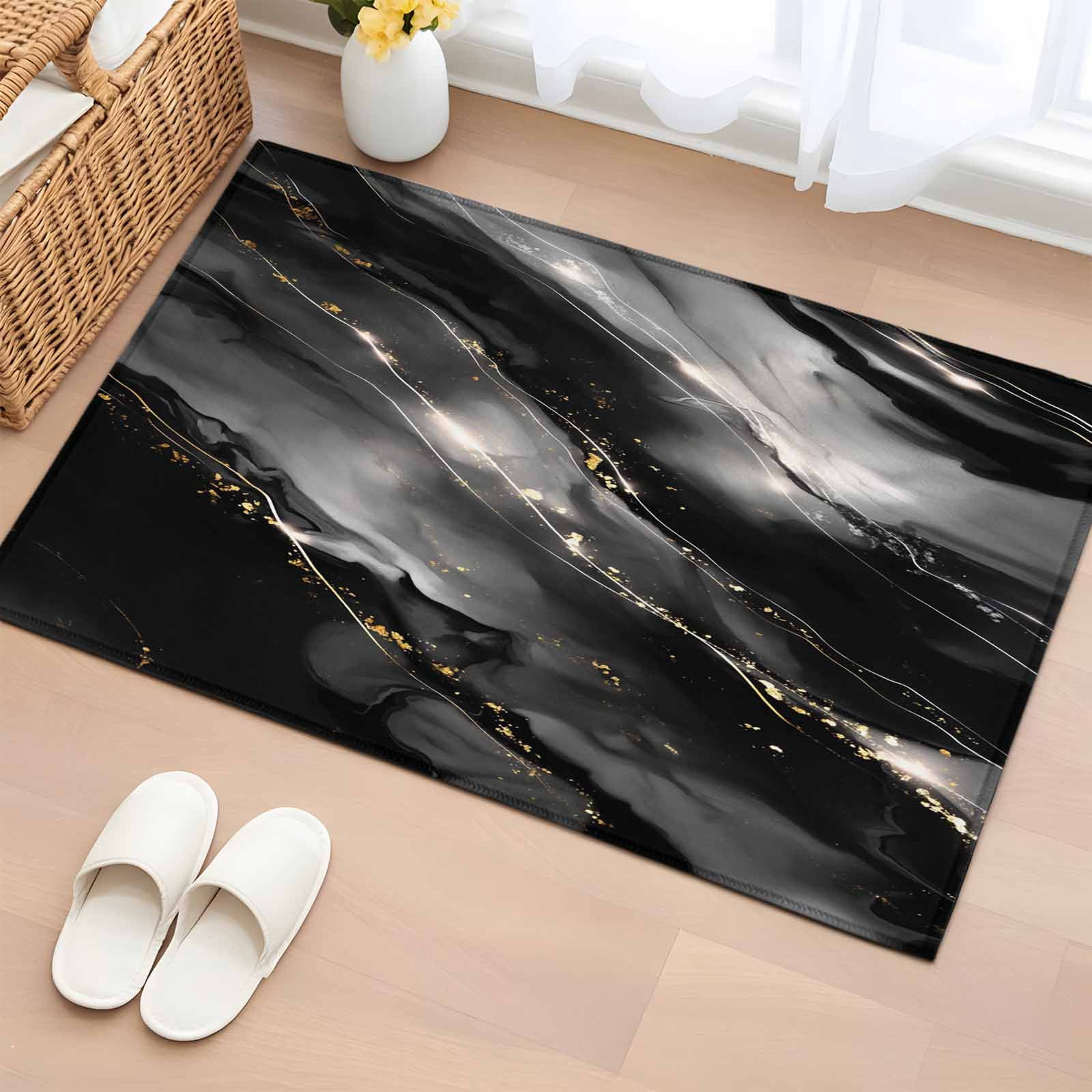 2x3 Ft Entryway Area Rug, Blake Gray Marble Kitchen Rug Runner Washable ...