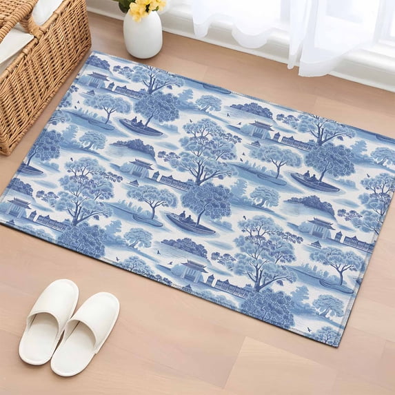 2x3 Ft Entryway Area Rug, Blue Garden Kitchen Rug Runner Washable Floor ...