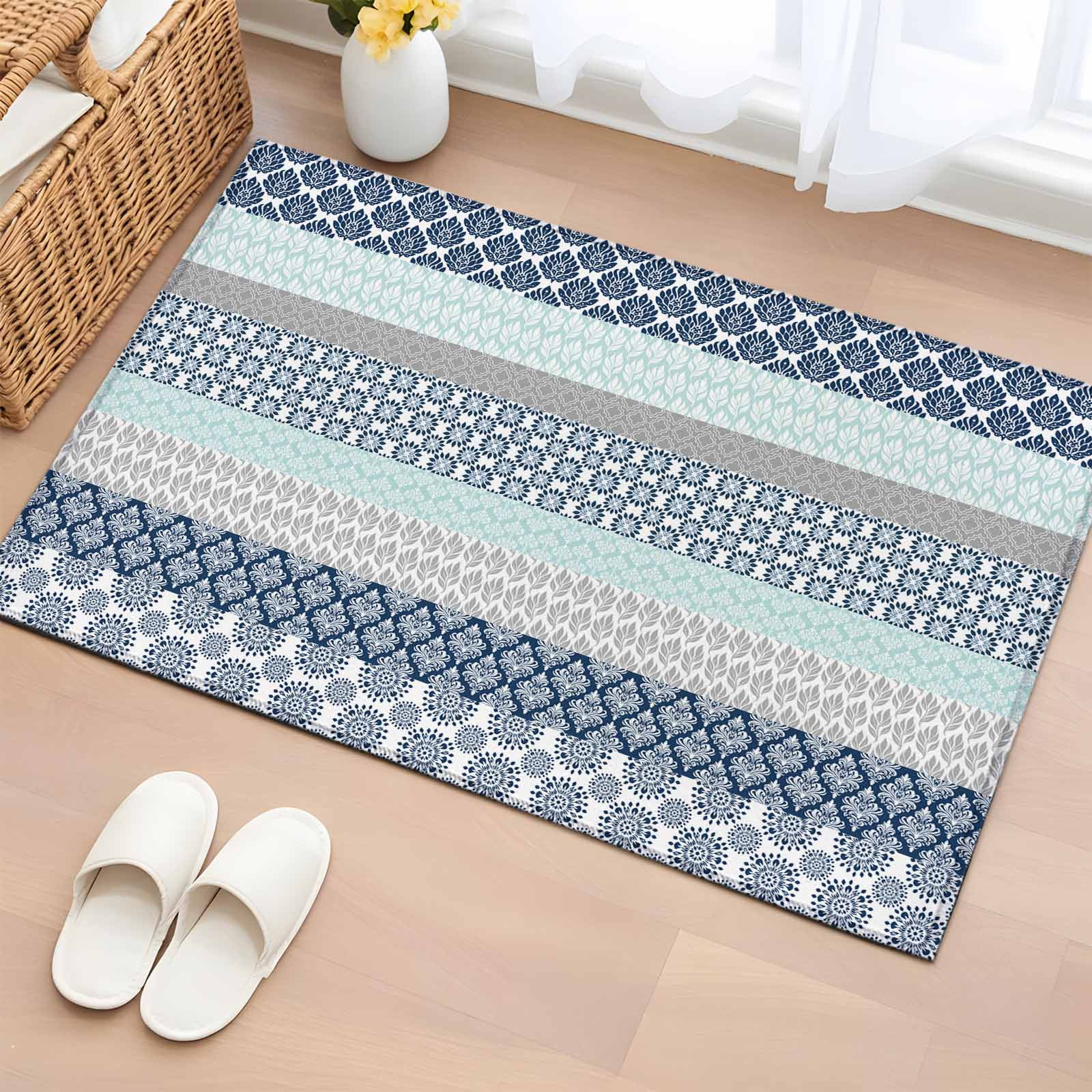 2x3 Ft Entryway Area Rug, Boho Blue Aqua Kitchen Rug Runner Washable ...