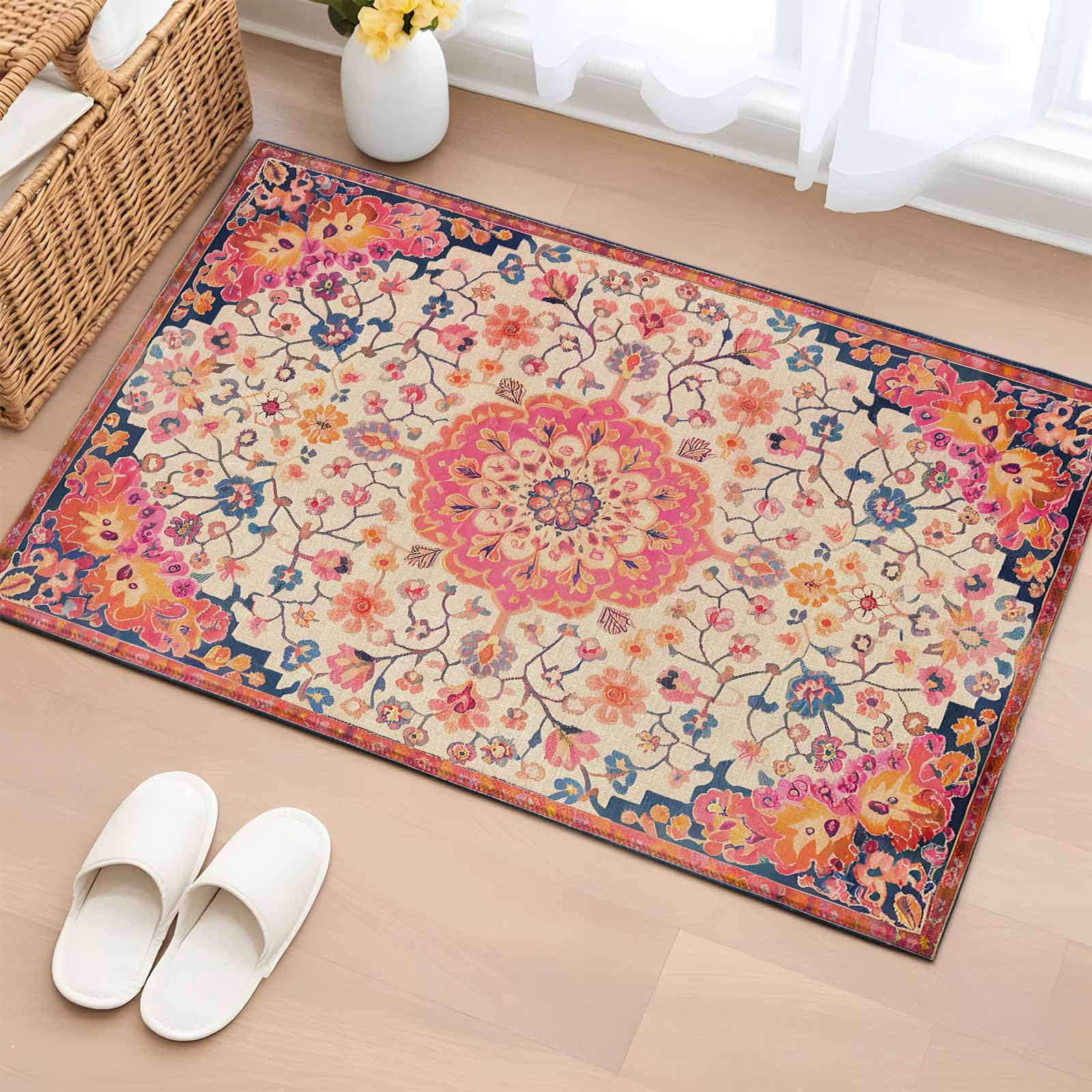 2x3 Ft Entryway Area Rug, Boho Ethnic Kitchen Rug Runner Washable Floor ...