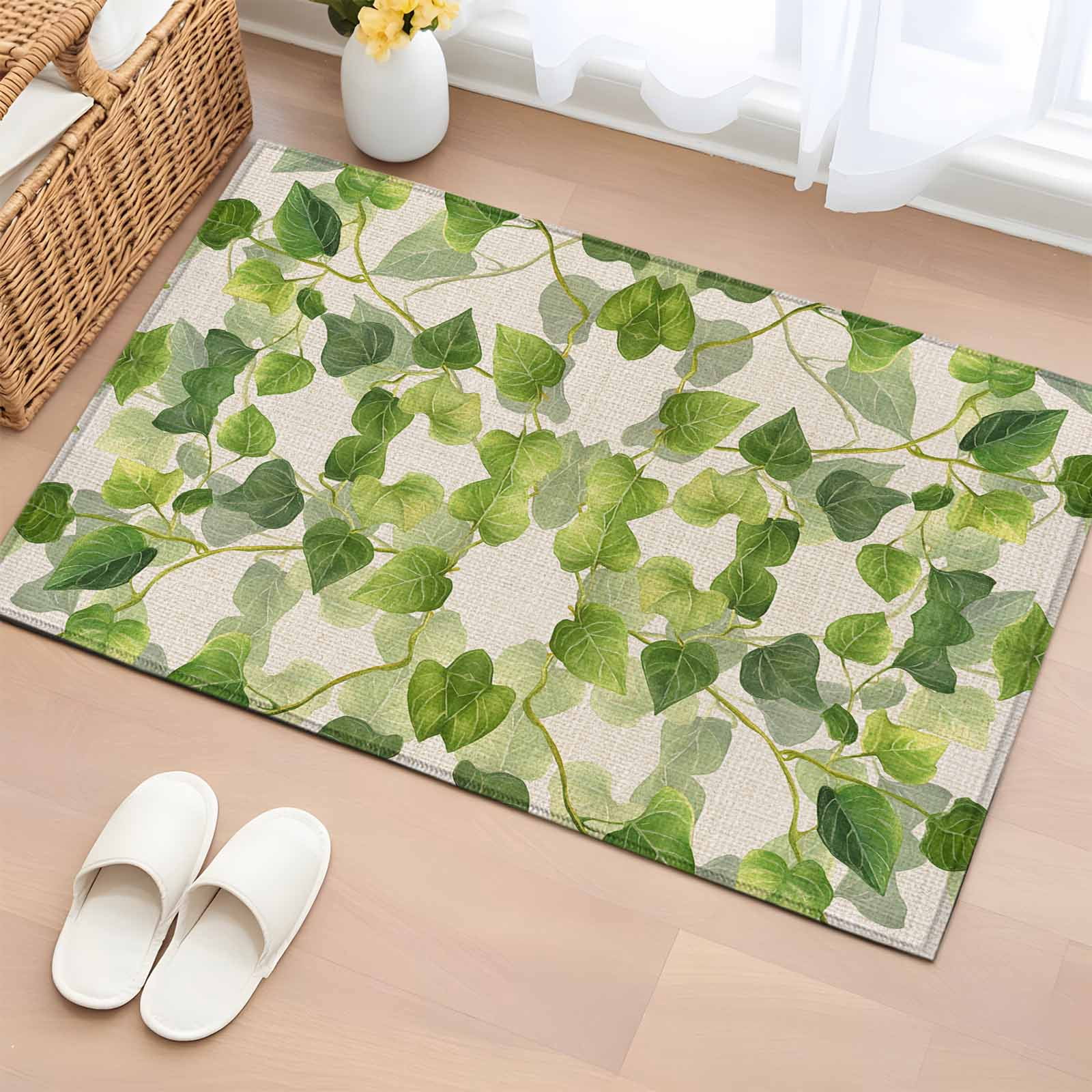 2x3 Ft Entryway Area Rug, Botanical Leaves Kitchen Rug Runner Washable ...