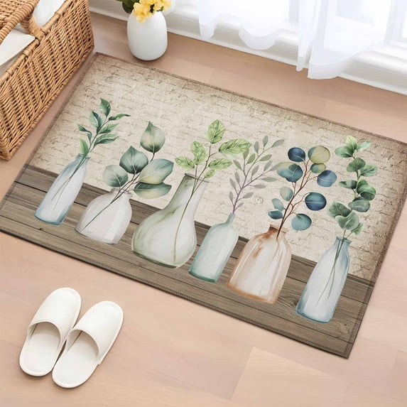2x3 Ft Entryway Area Rug, Bottles and Plants Kitchen Rug Runner ...