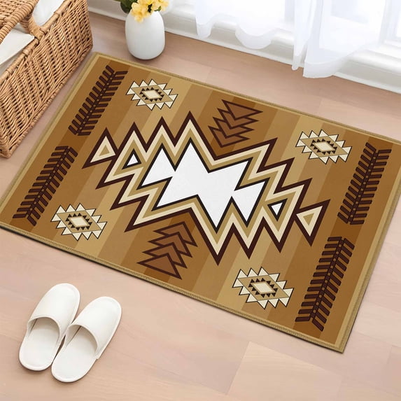 2x3 Ft Entryway Area Rug, Brown Southwest Kitchen Rug Runner Washable ...