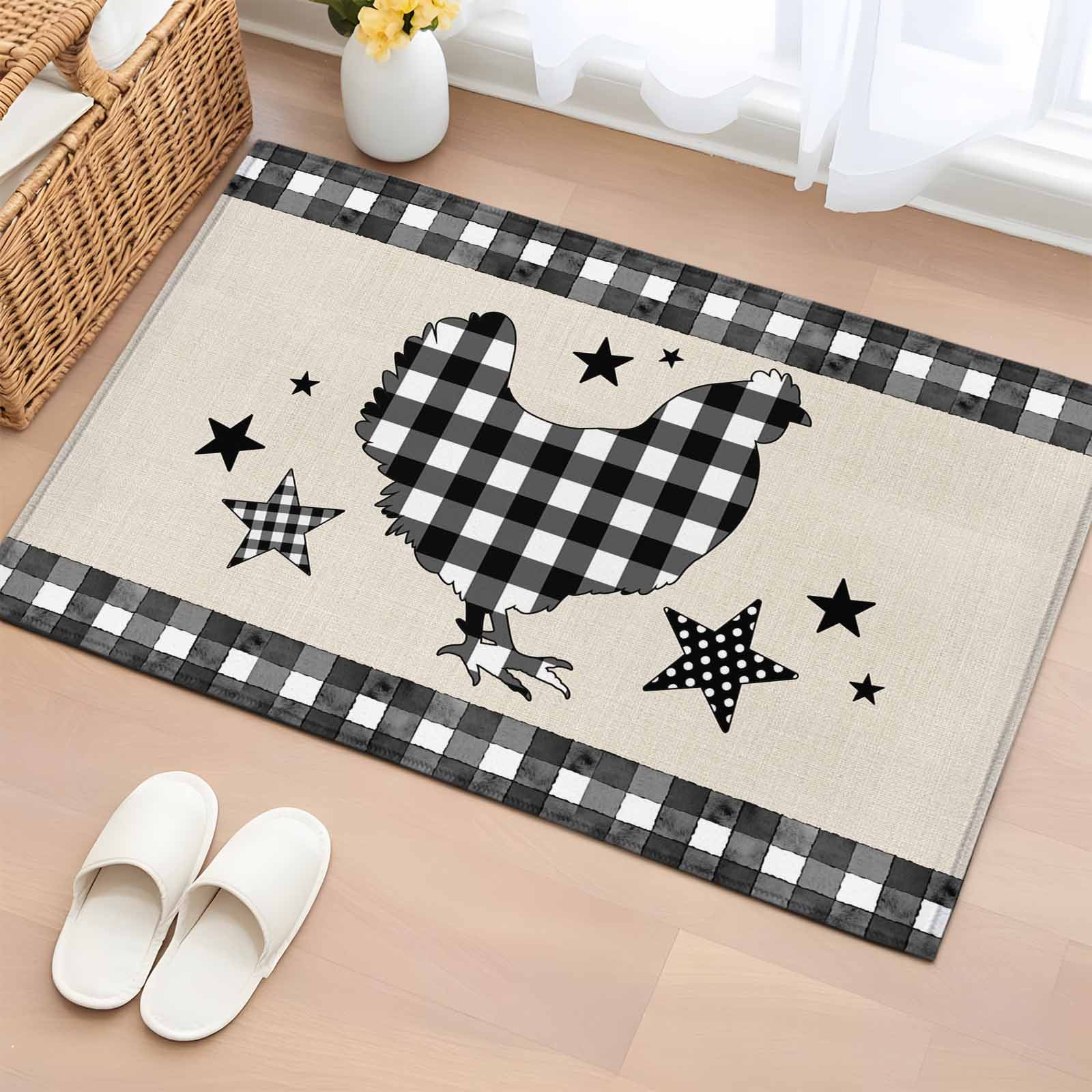 2x3 Ft Entryway Area Rug, Chicken Hen Kitchen Rug Runner Washable Floor ...