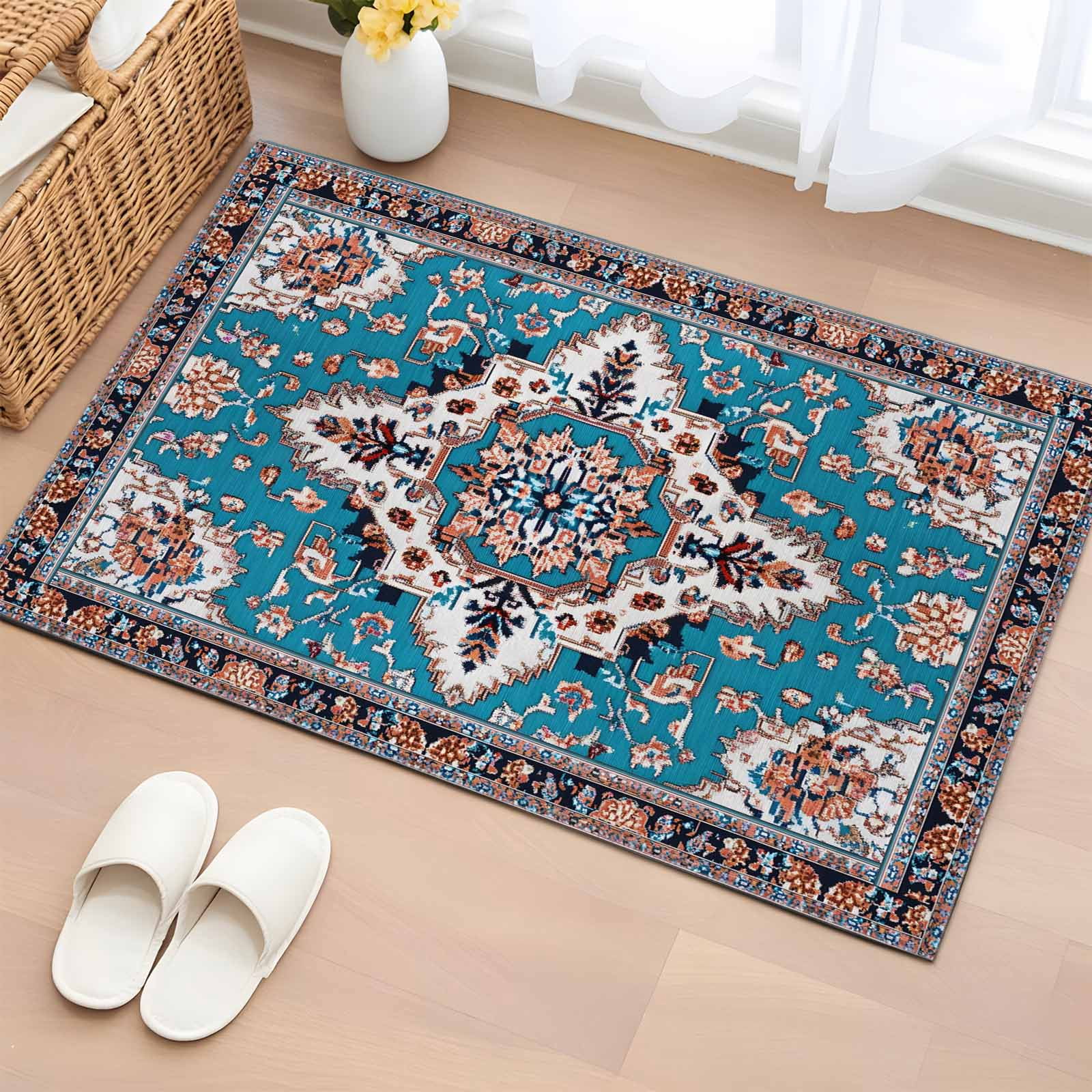 2x3 Ft Entryway Area Rug, Colorful Boho Kitchen Rug Runner Washable ...