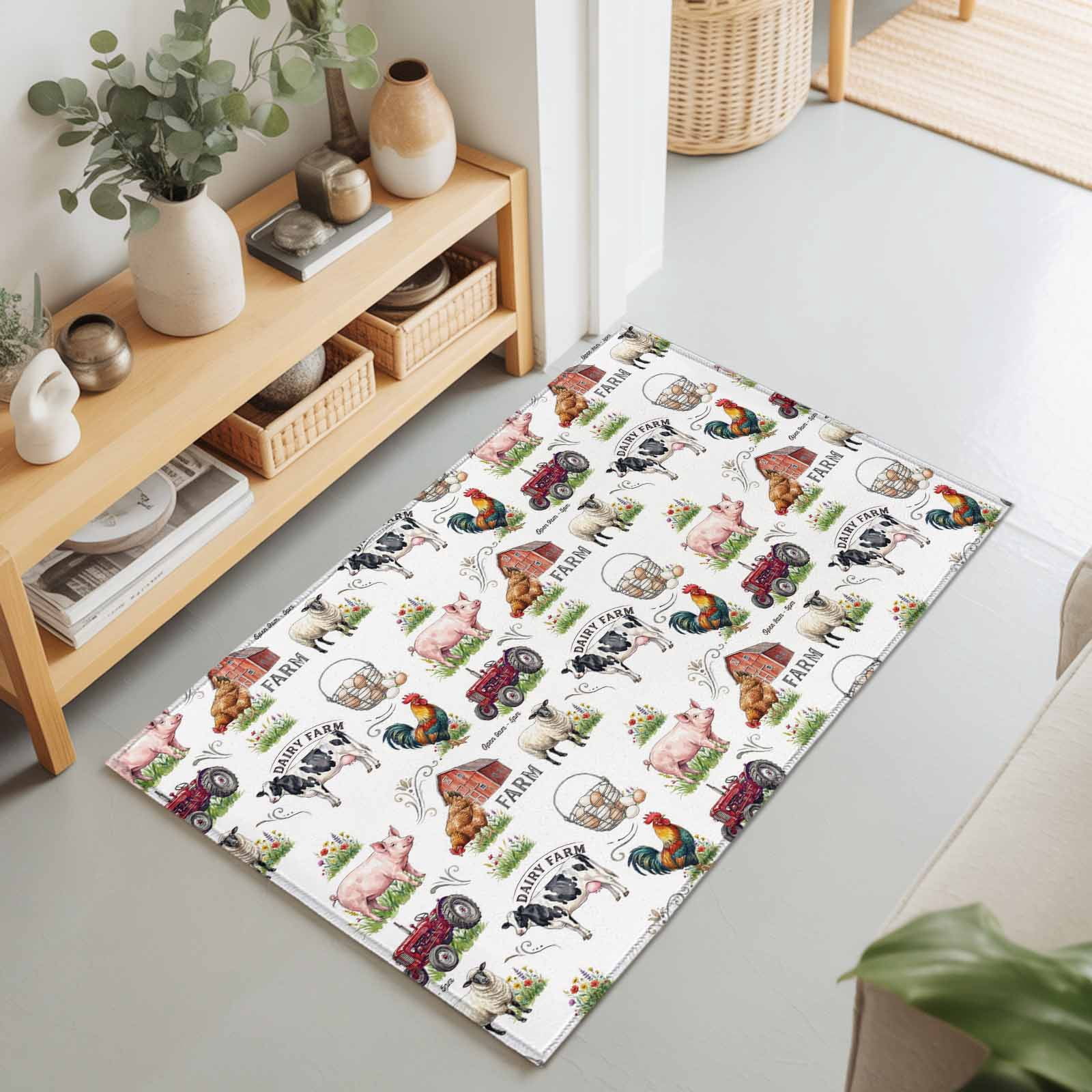 2x3 Ft Entryway Area Rug, Country Farm Kitchen Rug Runner Washable ...