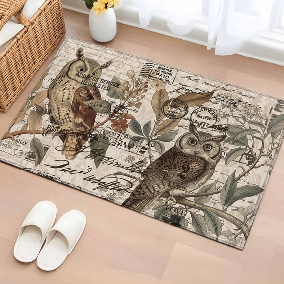 2x3 Ft Entryway Area Rug, Country Owl Kitchen Rug Runner Washable Floor ...
