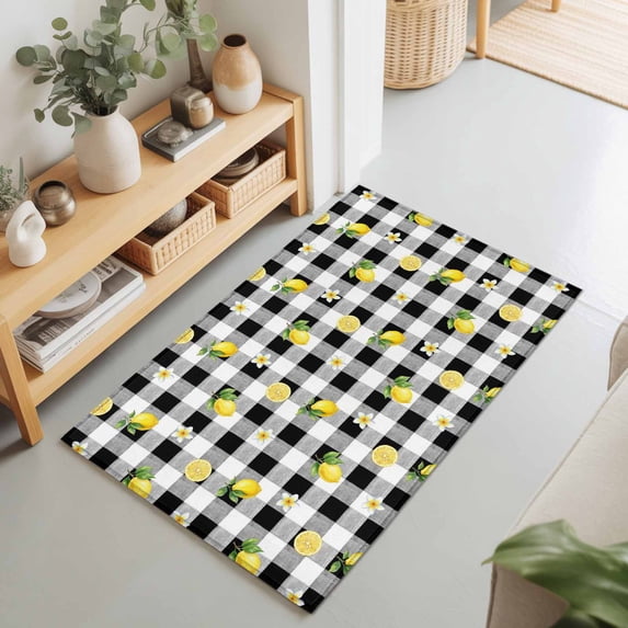 2x3 Ft Entryway Area Rug, Cute Lemon Floral Kitchen Rug Runner Washable ...