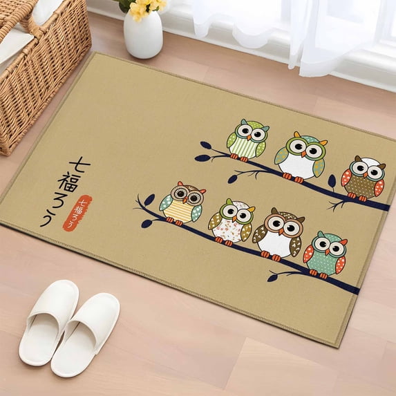 2x3 Ft Entryway Area Rug, Cute Owls Harmony Kitchen Rug Runner Washable ...