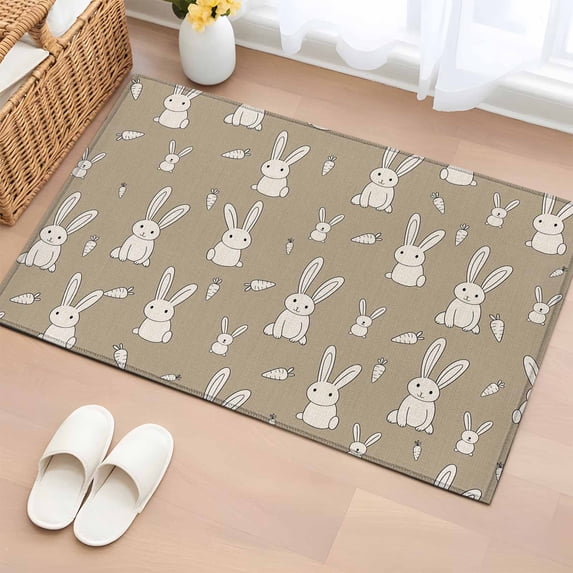 2x3 Ft Entryway Area Rug, Cute Rabbit Kitchen Rug Runner Washable Floor ...