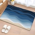 2x3 Ft Entryway Area Rug, Dark Blue Waves Kitchen Rug Runner Washable ...
