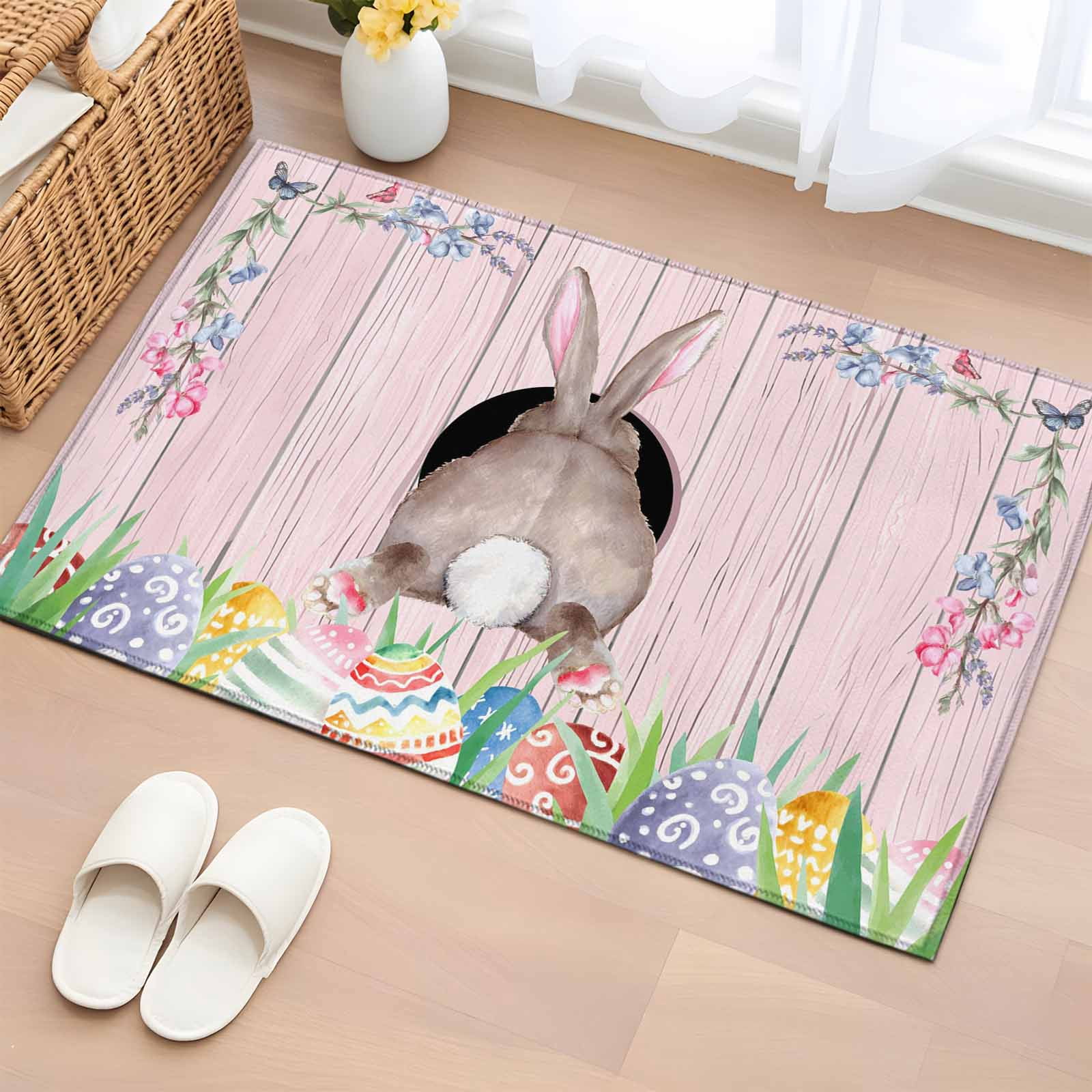 2x3 Ft Entryway Area Rug, Easter Bunny Kitchen Rug Runner Washable ...