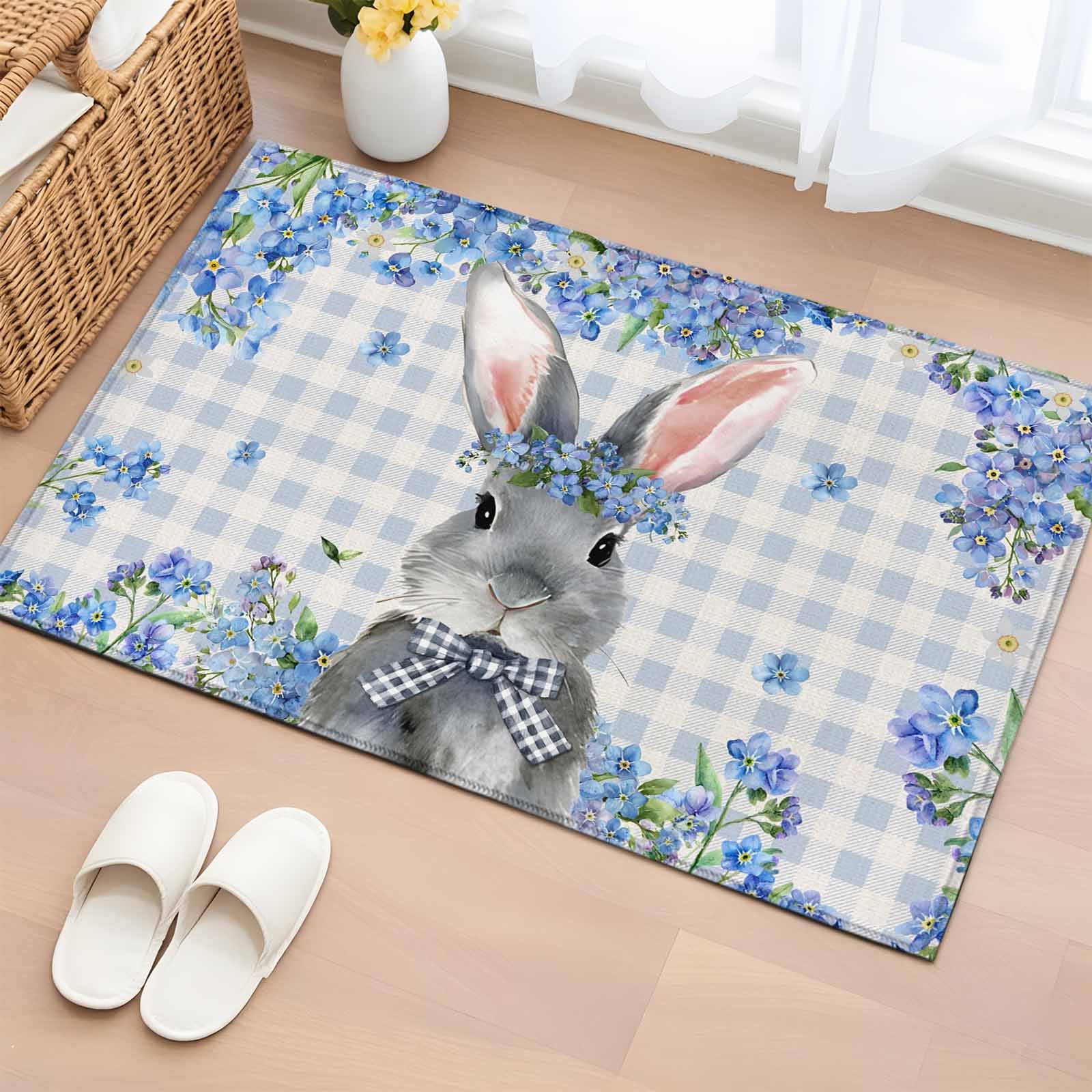 2x3 Ft Entryway Area Rug, Easter Rabbit Kitchen Rug Runner Washable ...