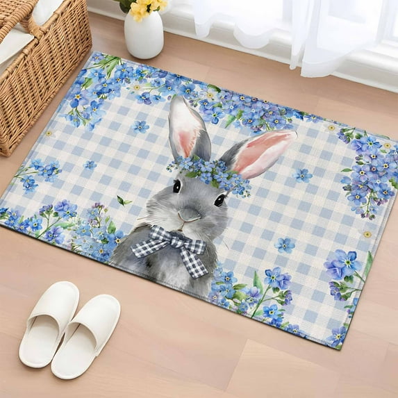 2x3 Ft Entryway Area Rug, Easter Rabbit Kitchen Rug Runner Washable ...