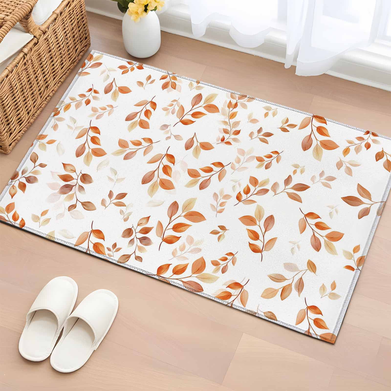 2x3 Ft Entryway Area Rug, Fall Leaf Kitchen Rug Runner Washable Floor ...