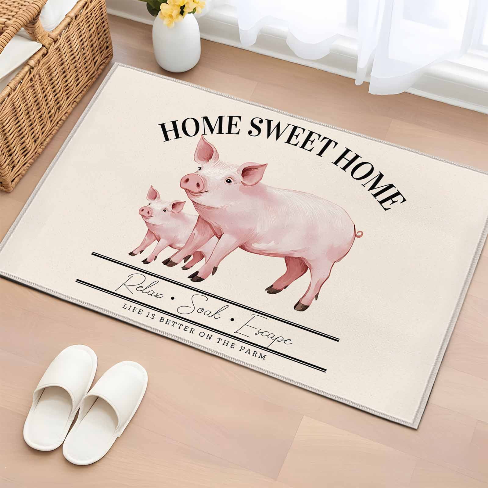 2x3 Ft Entryway Area Rug, Farmhouse Pig Kitchen Rug Runner Washable ...