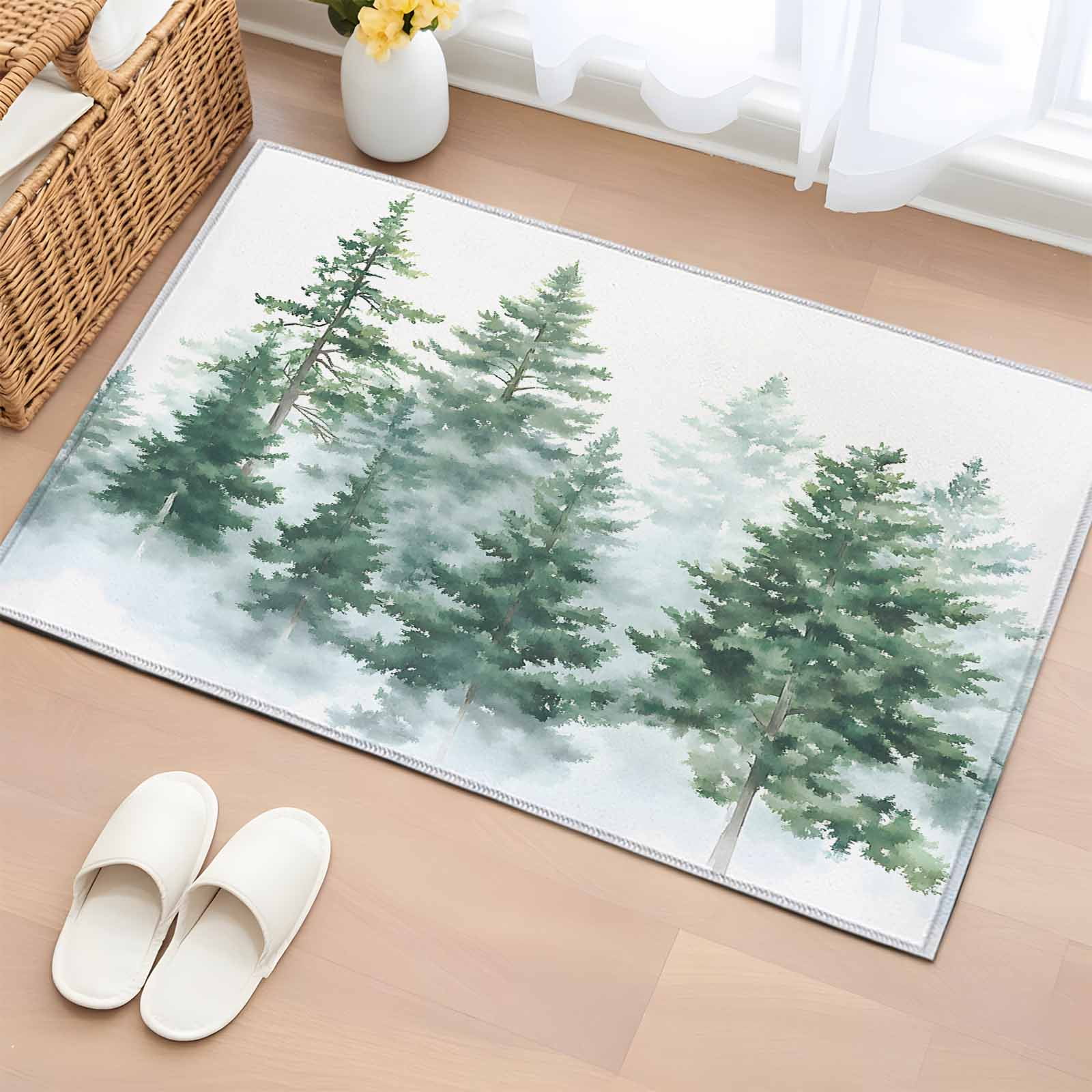 2x3 Ft Entryway Area Rug, Forest Green Kitchen Rug Runner Washable ...