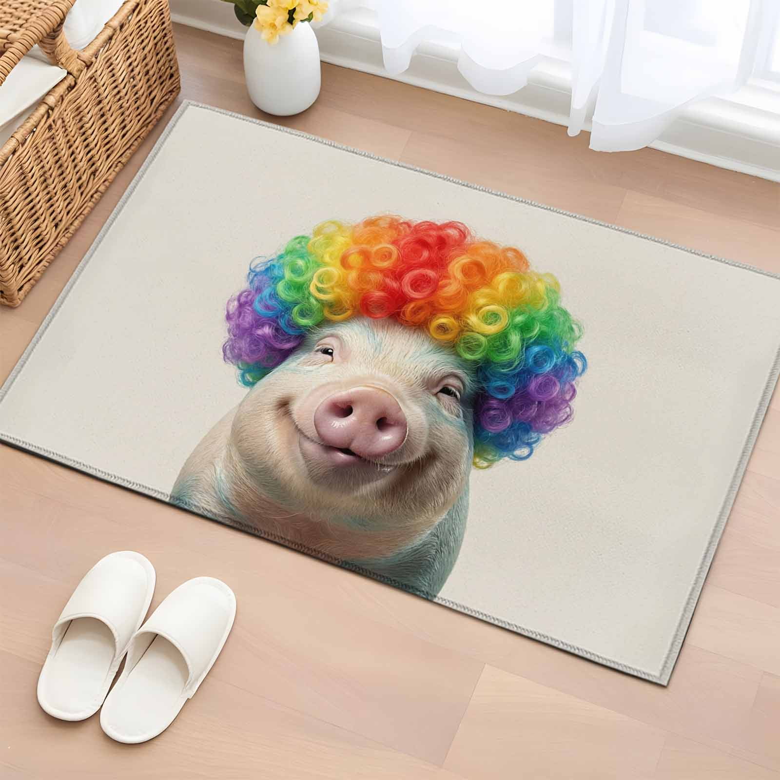 2x3 Ft Entryway Area Rug, Funny Pig Kitchen Rug Runner Washable Floor ...