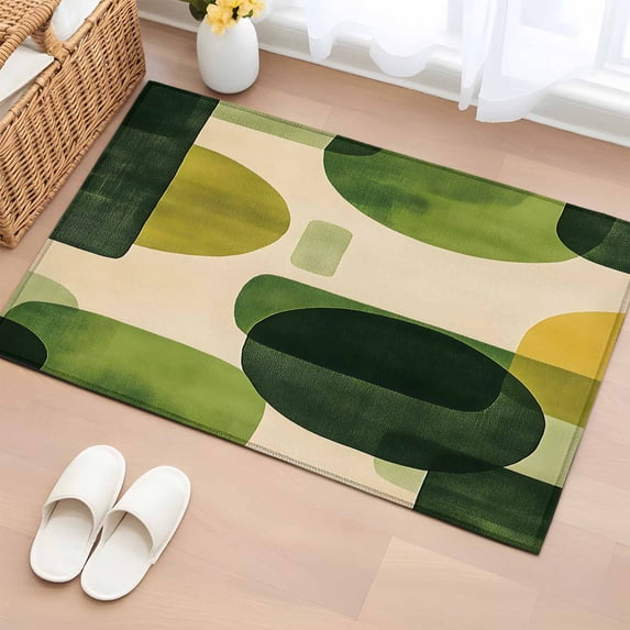2x3 Ft Entryway Area Rug, Green Geometric Kitchen Rug Runner Washable ...