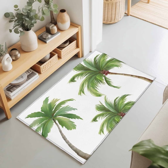 2x3 Ft Entryway Area Rug, Green Palm Trees Kitchen Rug Runner Washable ...