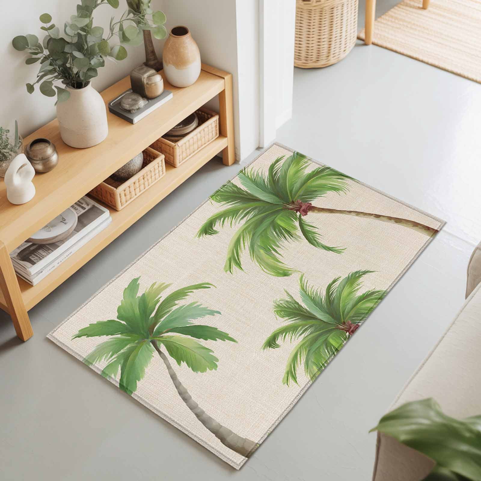 2x3 Ft Entryway Area Rug, Green Palm Trees Kitchen Rug Runner Washable ...