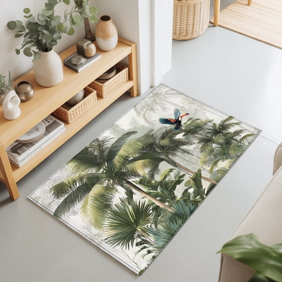 2x3 Ft Entryway Area Rug, Green Palm Trees Kitchen Rug Runner Washable ...