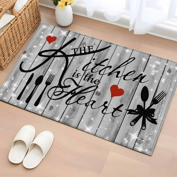 2x3 Ft Entryway Area Rug, Grey Kitchen Knife Fork Kitchen Rug Runner ...