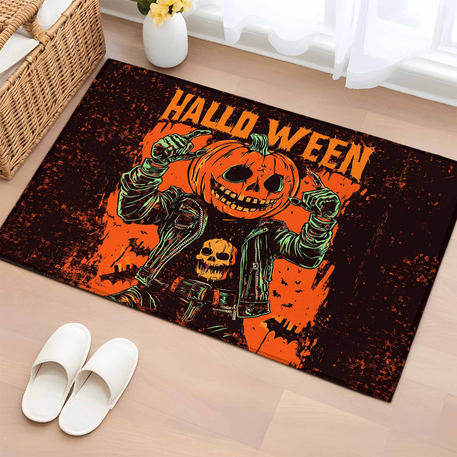 2x3 Ft Entryway Area Rug, Halloween Kitchen Rug Runner Washable Floor ...