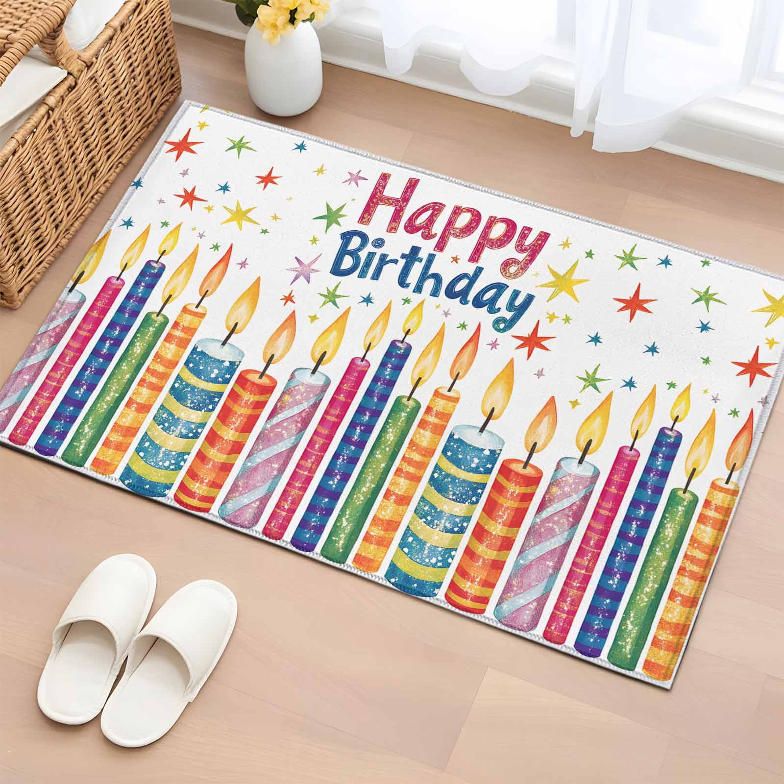 2x3 Ft Entryway Area Rug, Happy Birthday Kitchen Rug Runner Washable ...