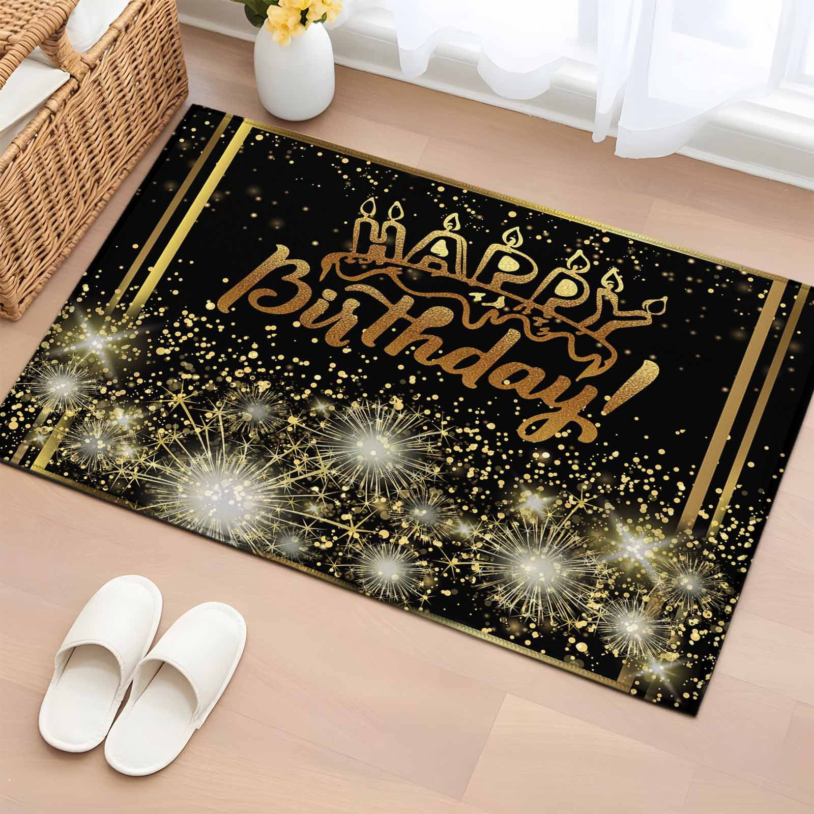 2x3 Ft Entryway Area Rug, Happy Birthday Kitchen Rug Runner Washable ...