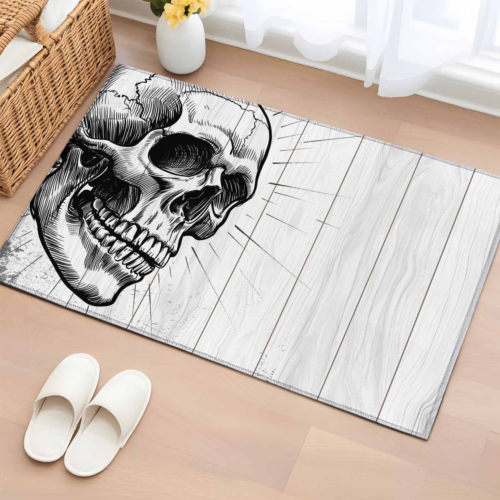 2x3 Ft Entryway Area Rug, Horror Skull Kitchen Rug Runner Washable ...