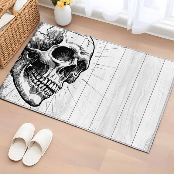 2x3 Ft Entryway Area Rug, Horror Skull Kitchen Rug Runner Washable ...
