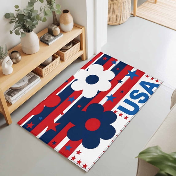 2x3 Ft Entryway Area Rug, Independence Day Kitchen Rug Runner Washable ...