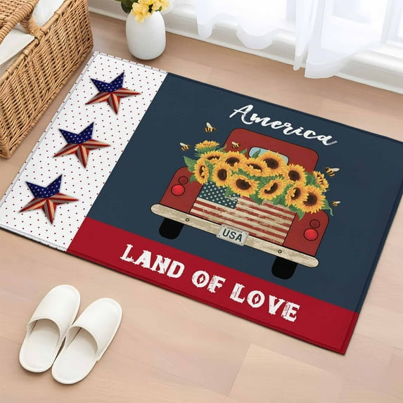 2x3 Ft Entryway Area Rug, Independence Day Kitchen Rug Runner Washable ...