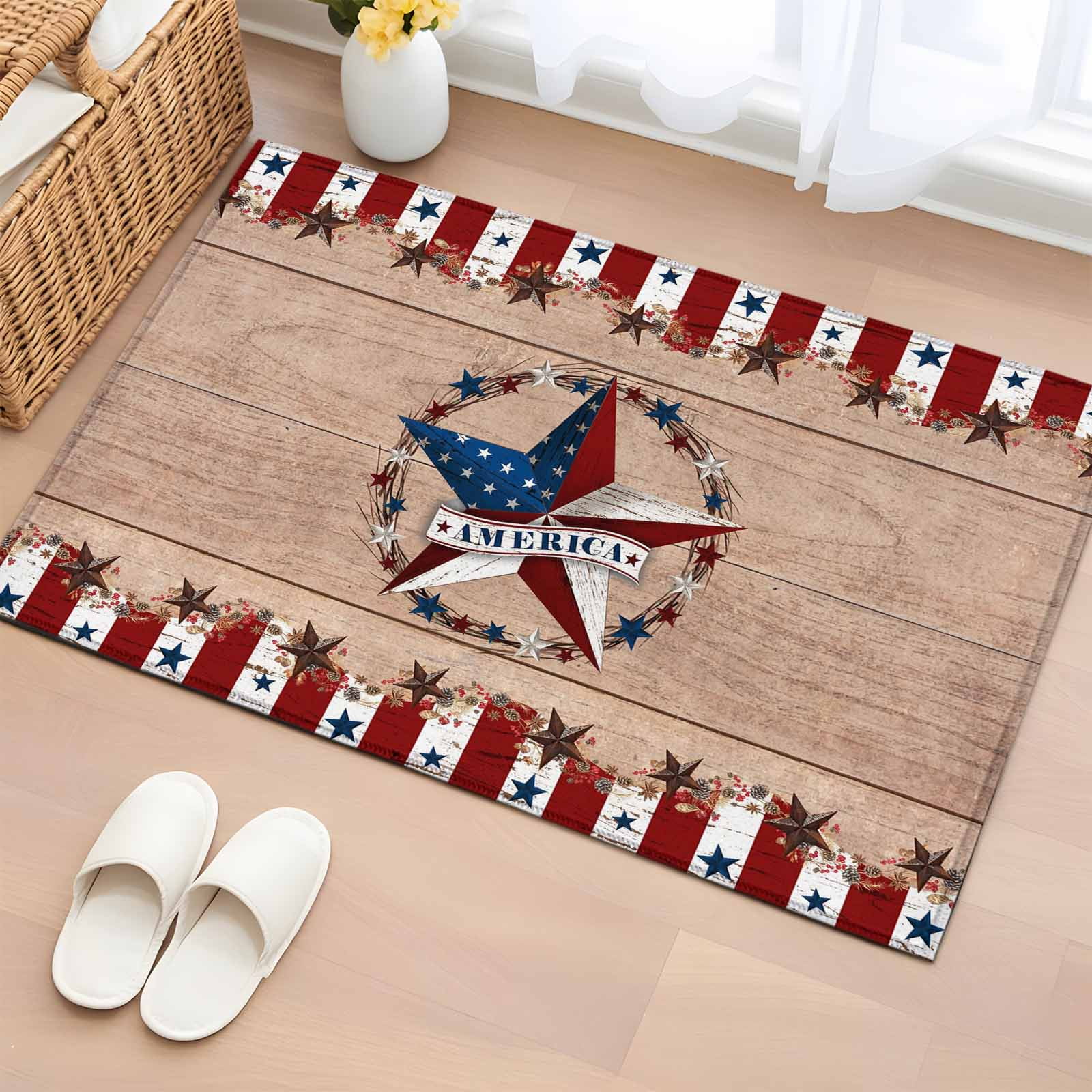 2x3 Ft Entryway Area Rug, Independence Day Kitchen Rug Runner Washable ...