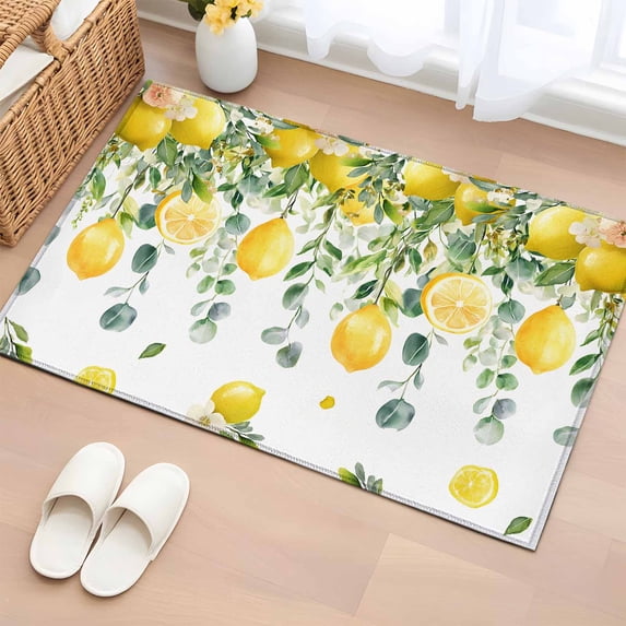 2x3 Ft Entryway Area Rug, Lemon Eucalyptus Kitchen Rug Runner Washable ...