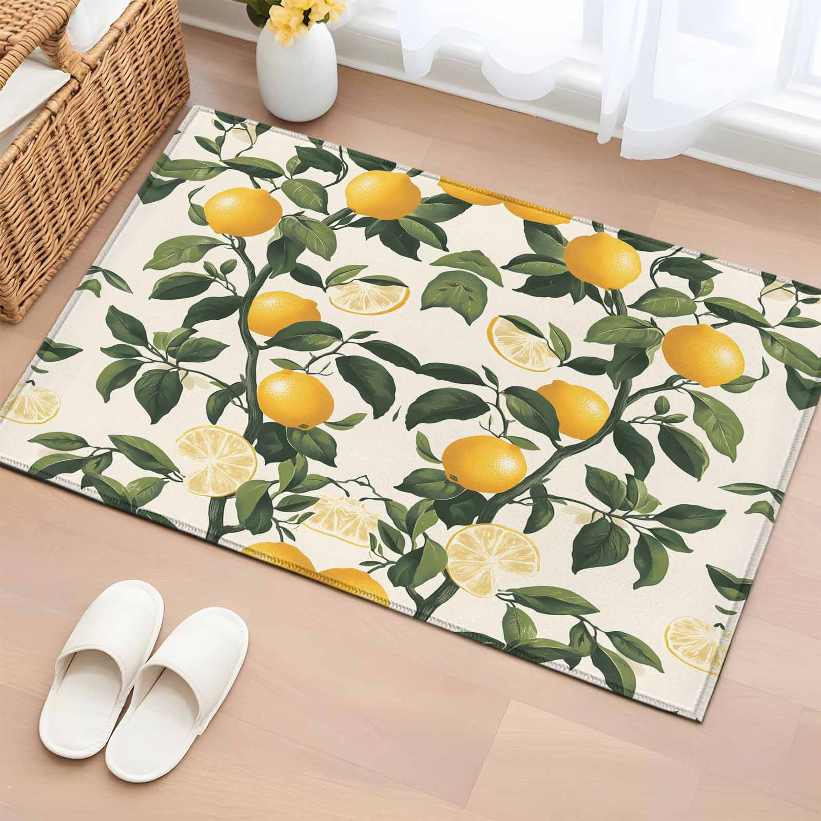2x3 Ft Entryway Area Rug, Lemon Kitchen Rug Runner Washable Floor Mat ...