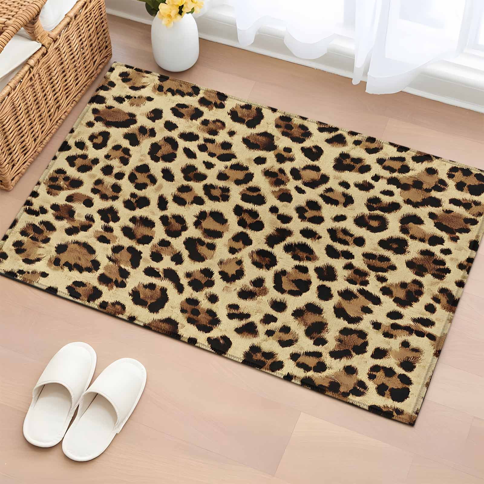 2x3 Ft Entryway Area Rug, Leopard Kitchen Rug Runner Washable Floor Mat ...