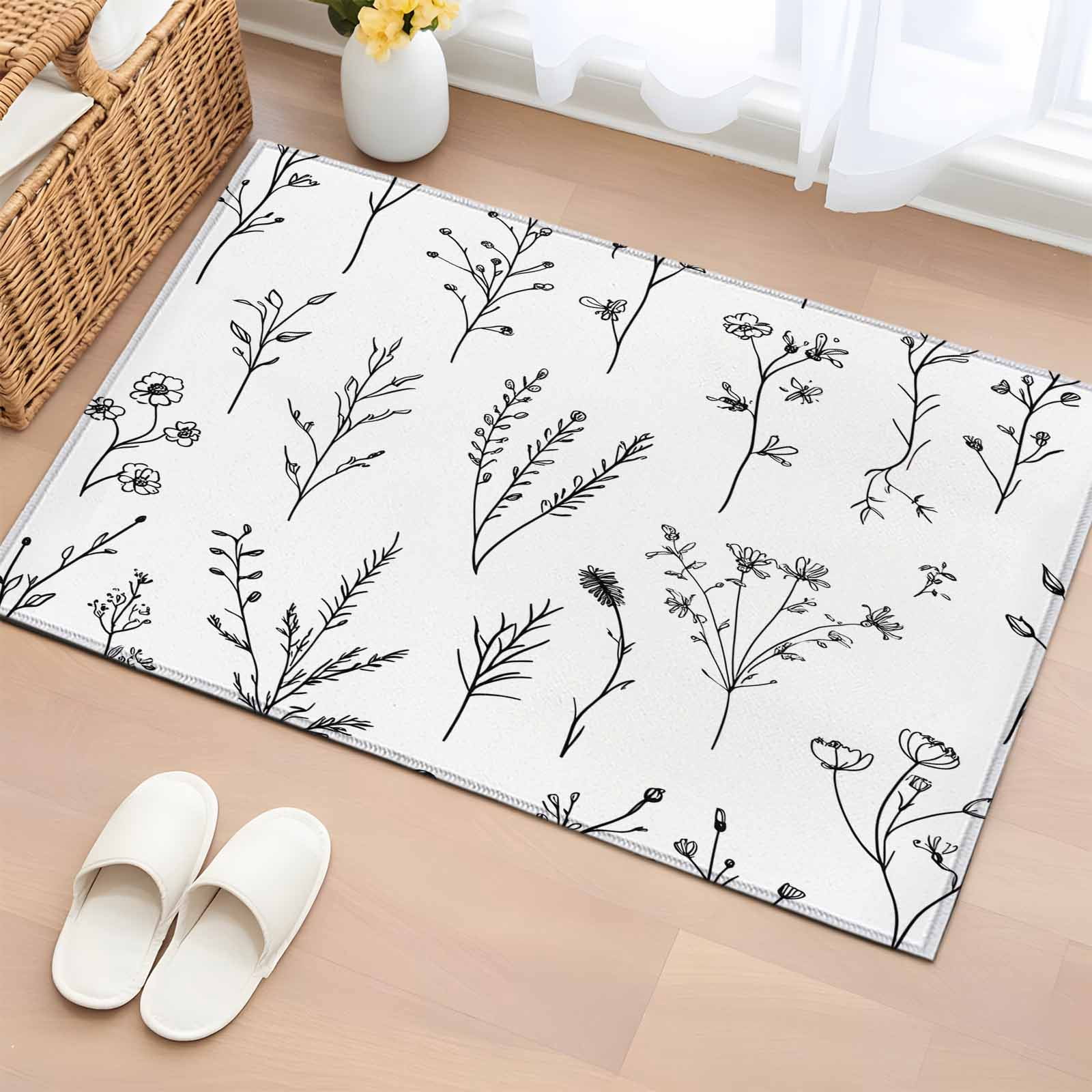 2x3 Ft Entryway Area Rug, Natural Spring Floral Kitchen Rug Runner ...