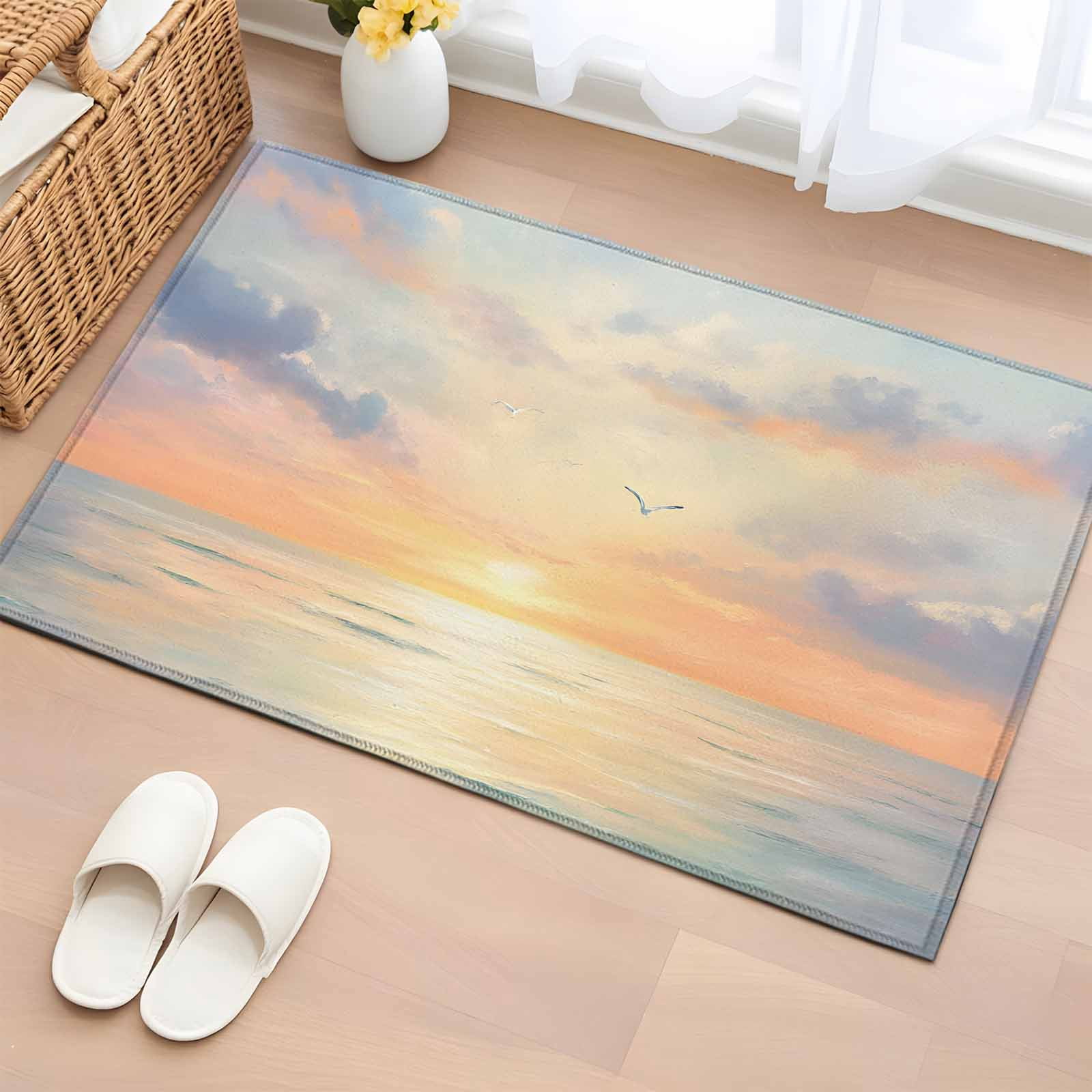 2x3 Ft Entryway Area Rug, Ocean Sunset Kitchen Rug Runner Washable ...