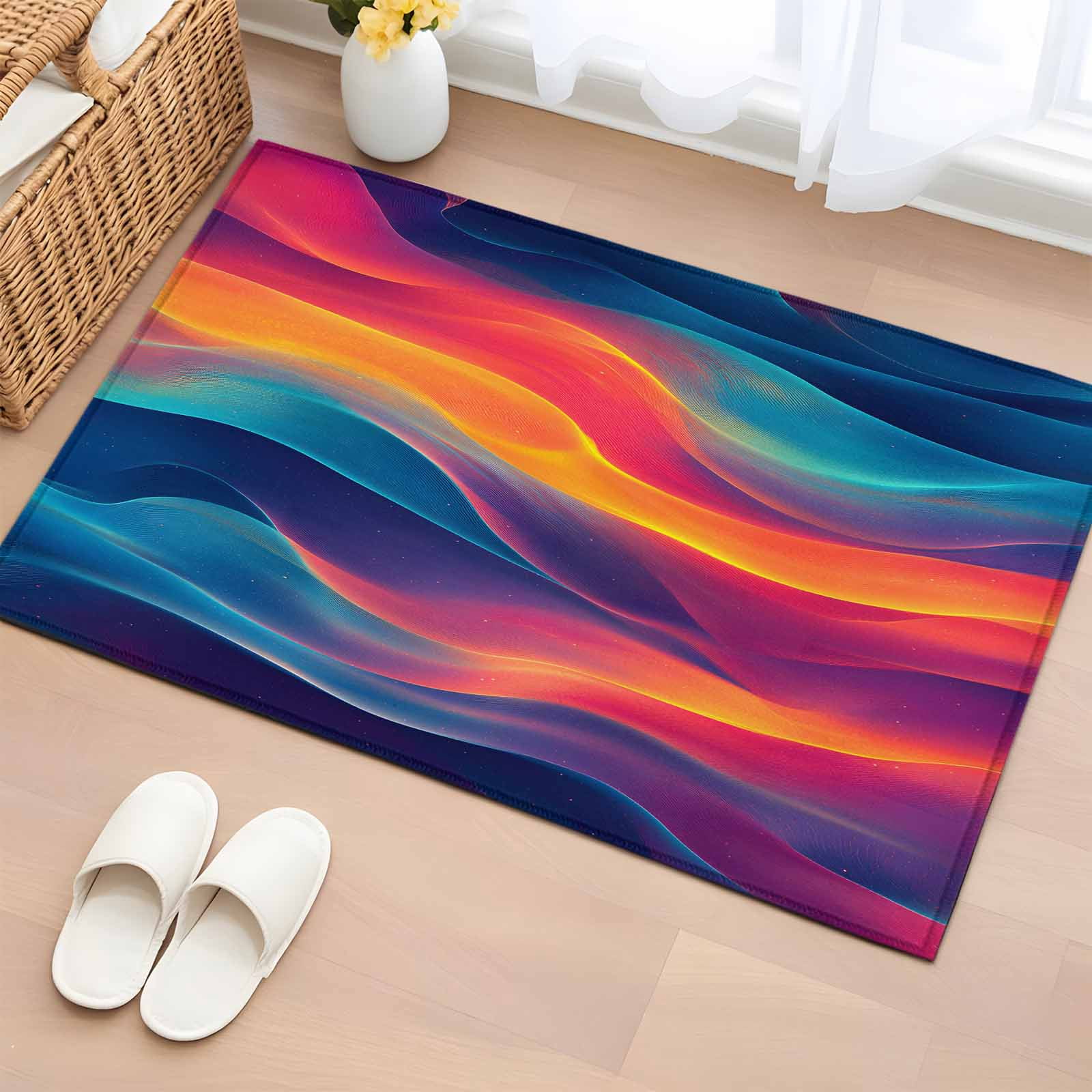 2x3 Ft Entryway Area Rug, Orange Blue Pink Kitchen Rug Runner Washable ...