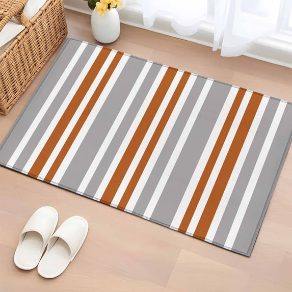2x3 Ft Entryway Area Rug, Orange Grey Stripes Kitchen Rug Runner ...