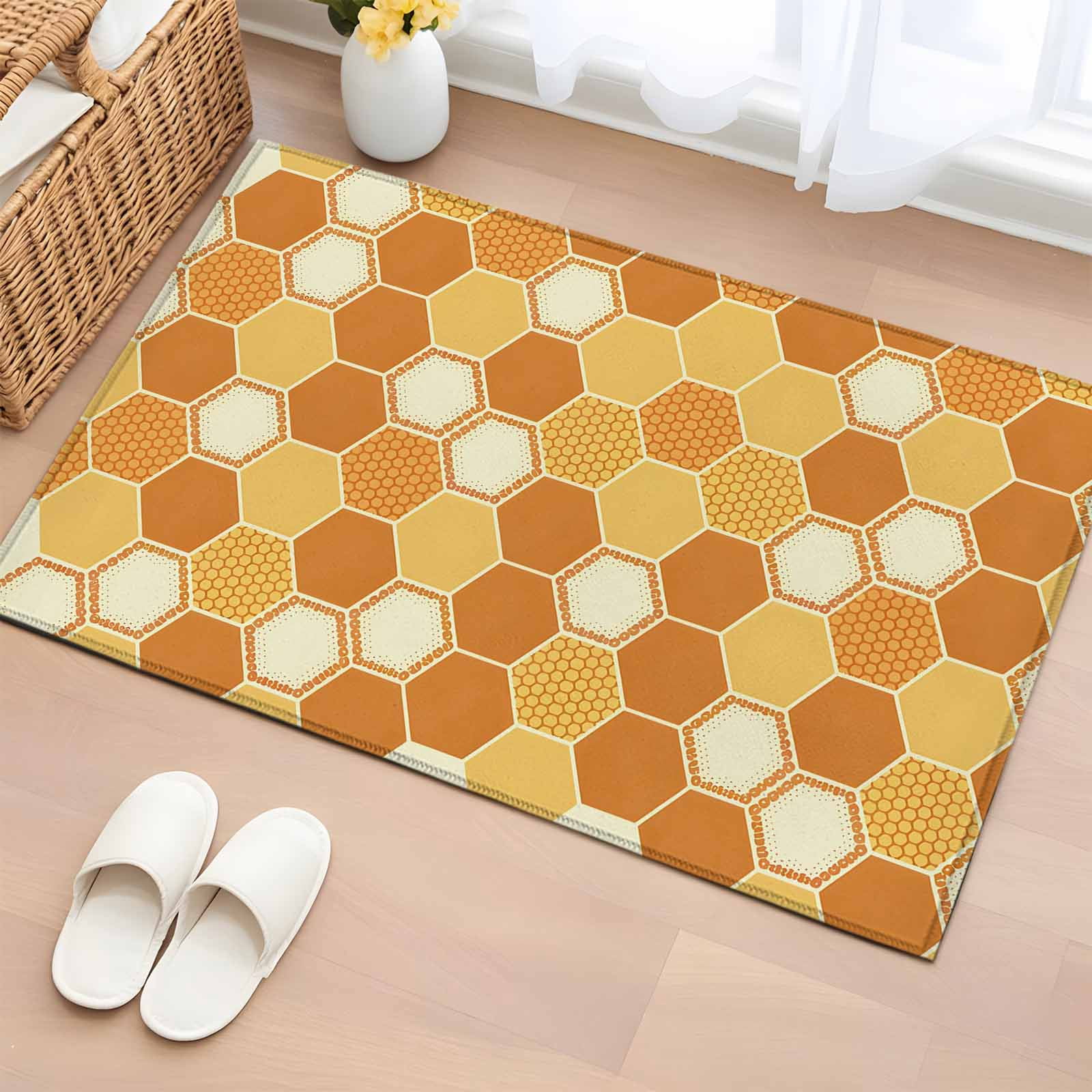 2x3 Ft Entryway Area Rug, Orange Yellow Kitchen Rug Runner Washable ...