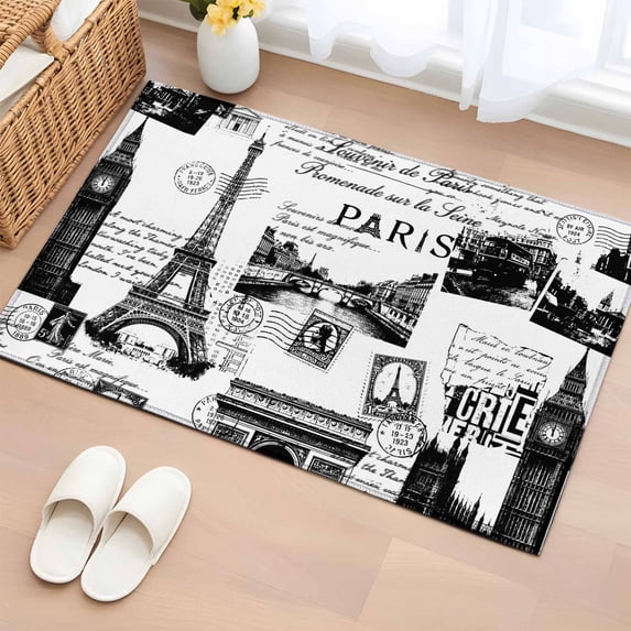 2x3 Ft Entryway Area Rug, Paris Tower Kitchen Rug Runner Washable Floor ...