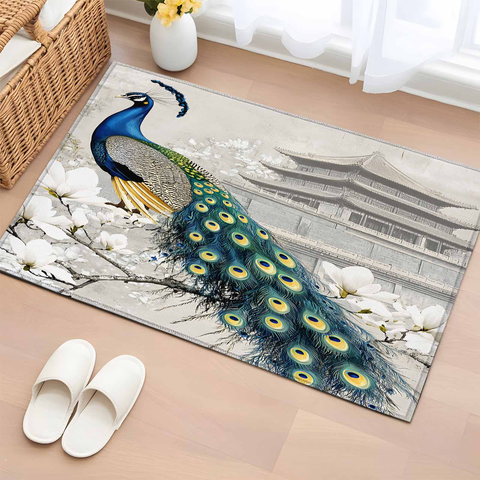 2x3 Ft Entryway Area Rug, Peacock Elegant Kitchen Rug Runner Washable ...