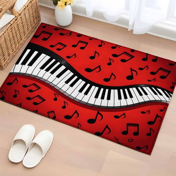 2x3 Ft Entryway Area Rug, Piano Keyboards Kitchen Rug Runner Washable ...