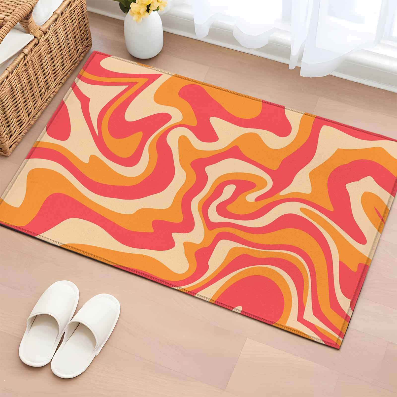 2x3 Ft Entryway Area Rug, Pink Abstract Kitchen Rug Runner Washable ...