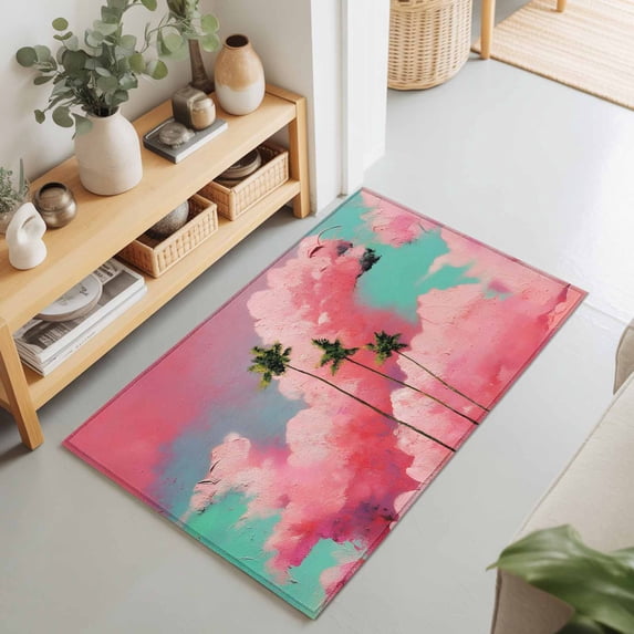 2x3 Ft Entryway Area Rug, Pink Cloud Kitchen Rug Runner Washable Floor ...