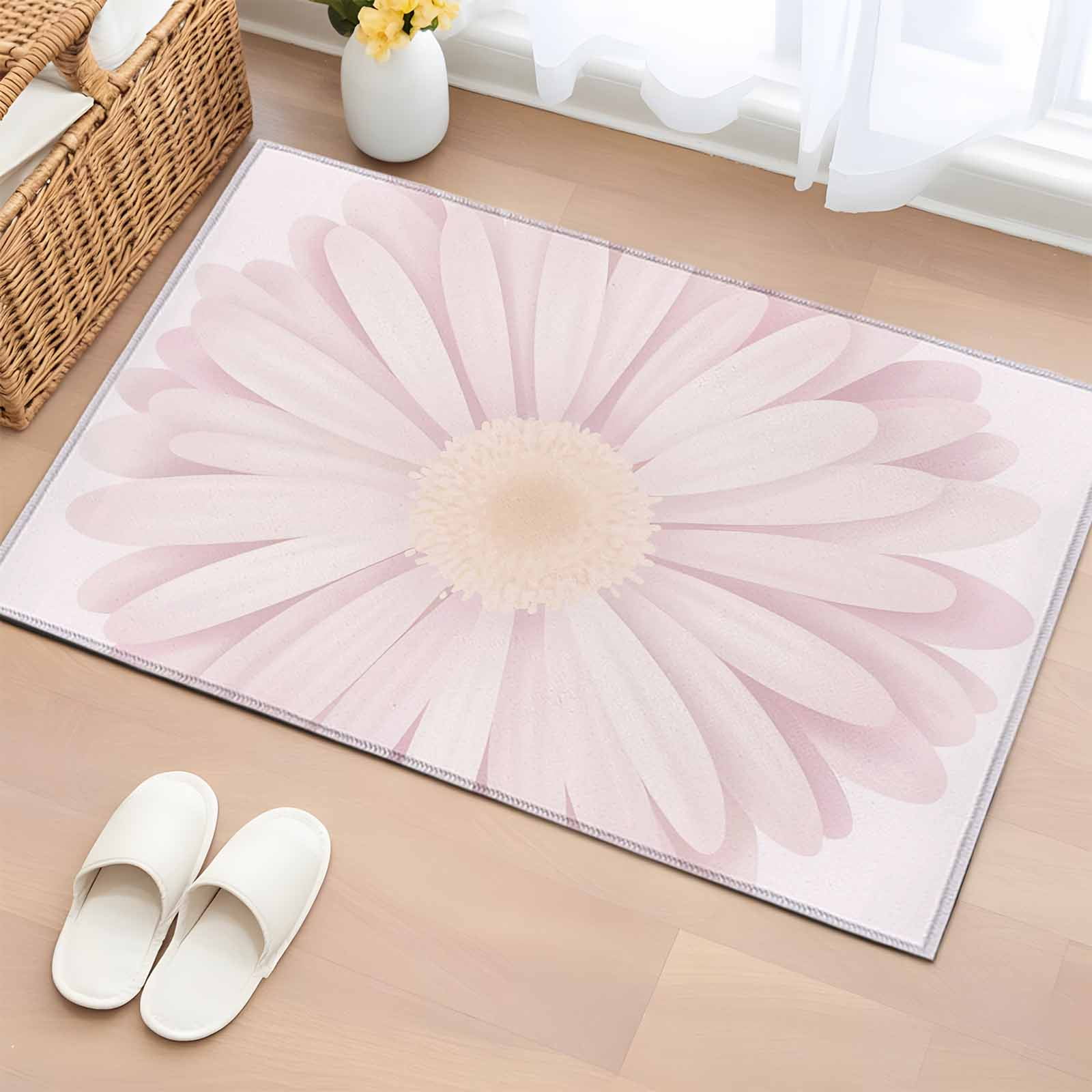 2x3 Ft Entryway Area Rug, Pink Daisy Easter Kitchen Rug Runner Washable ...