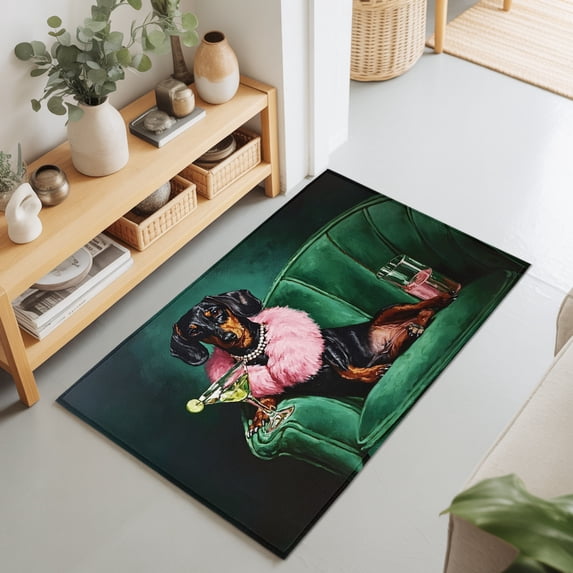 2x3 Ft Entryway Area Rug, Pink Dog Kitchen Rug Runner Washable Floor ...